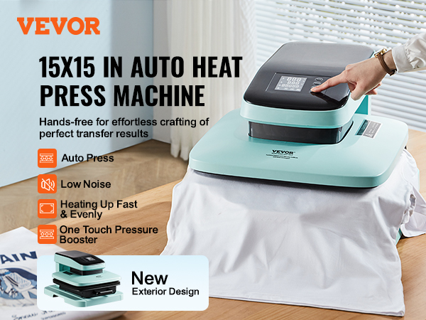 VEVOR Auto Heat Press Machine for T Shirts, 15 x 15 in Heating Panel ...