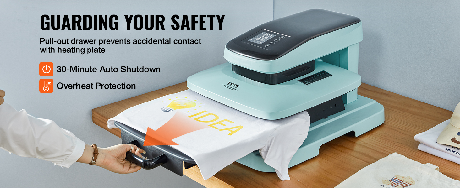VEVOR Auto Heat Press Machine for T Shirts, 15 x 15 in Heating Panel ...