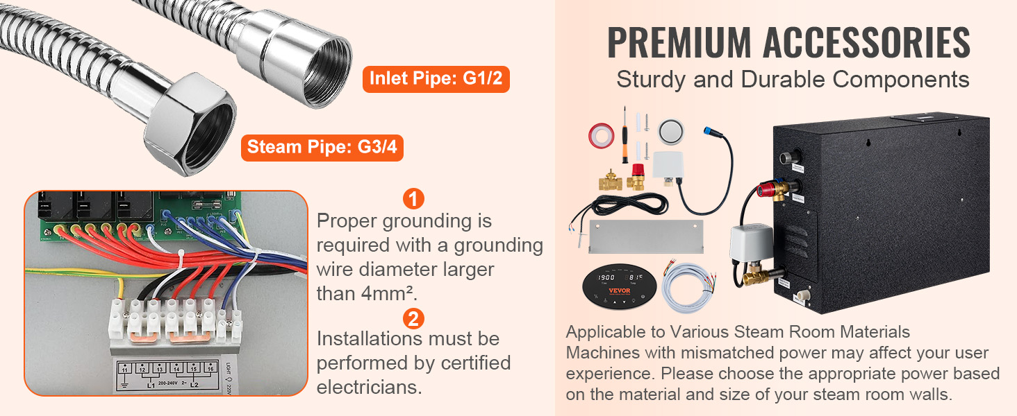VEVOR 12KW Steam Shower Generator, Segmented Heating & Temperature ...
