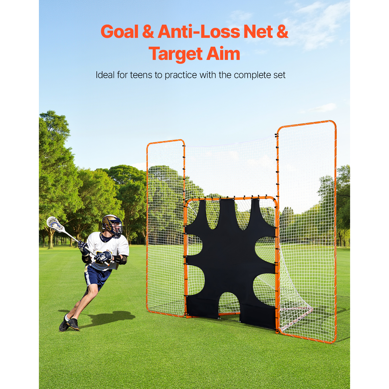 Mophorn 3-in-1 Lacrosse Goal with Net, Backstop, and Target, 12x9 ft ...