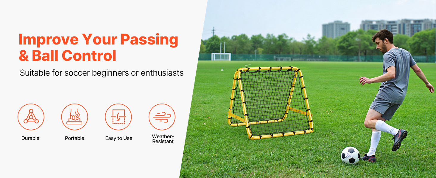 VEVOR 40"x35"x37" Fodbold Rebounder Net Kick-Back bærbar ...