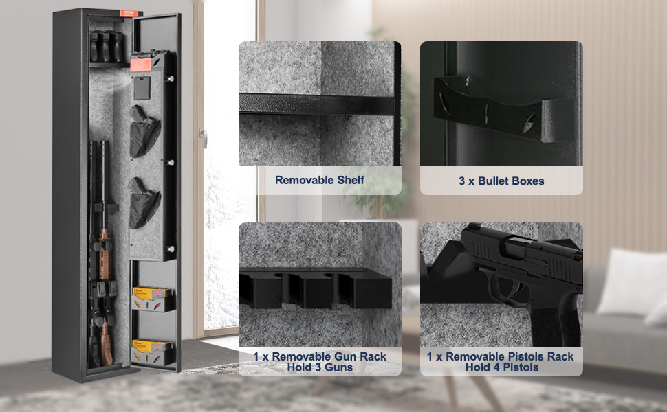 VEVOR 2 Rifles Gun Safe, Rifle Safe with Lock & Digital Keypad, Quick ...