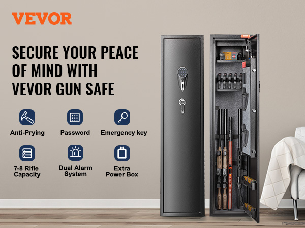 VEVOR 6 Rifles Gun Safe, Rifle Safe with Digital Keypad & Lock, Gun ...