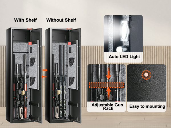 VEVOR 6 Rifles Gun Safe, Rifle Safe with Digital Keypad & Lock, Gun ...