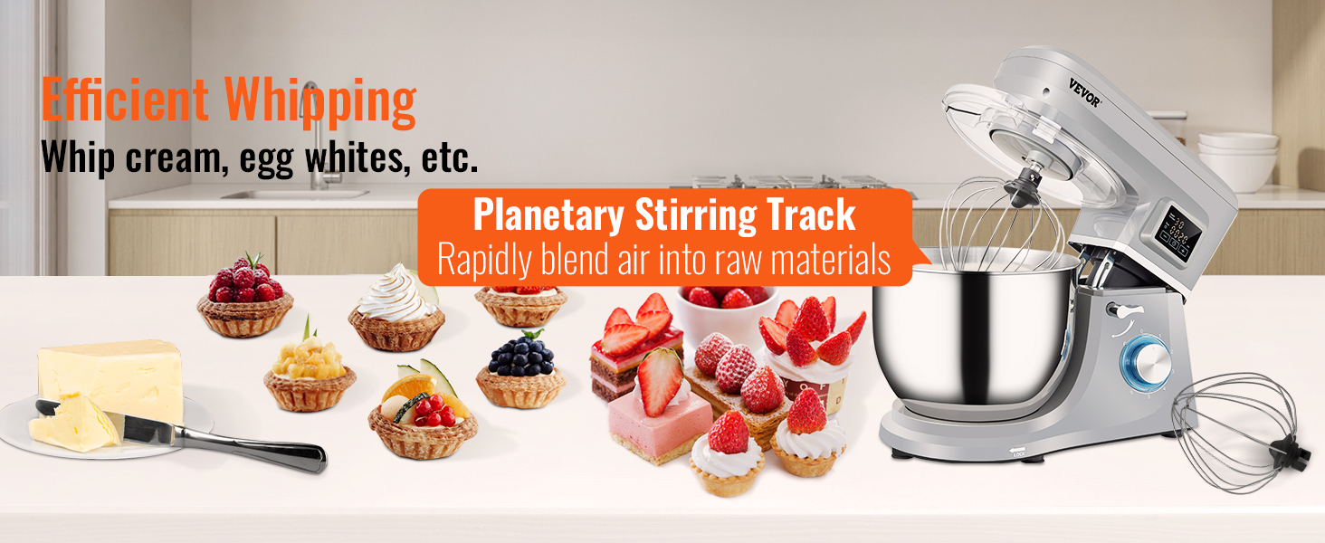 VEVOR Stand Mixer, 660W Electric Dough Mixer with 6 Speeds LCD Screen ...