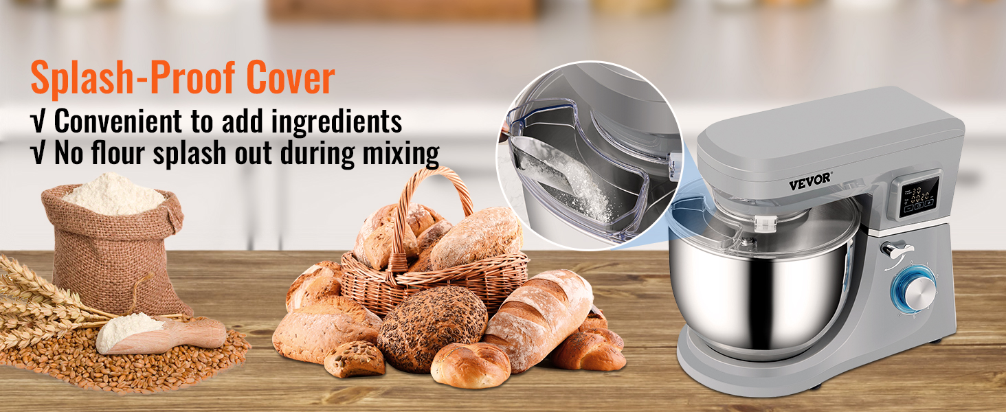 VEVOR Stand Mixer, 660W Electric Dough Mixer with 6 Speeds LCD Screen ...
