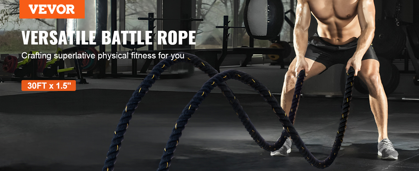VEVOR Battle Rope 1,5" 30Ft Gym Workout Styrketræning Øvelse Fitness ...