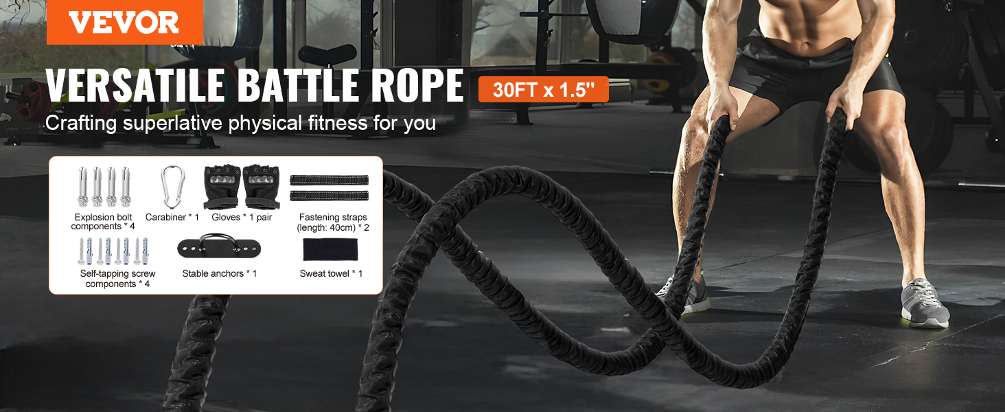 HYPERWEAR Hyper Rope Unanchored Weighted Workout Rope HYPERWEAR Hyper ...