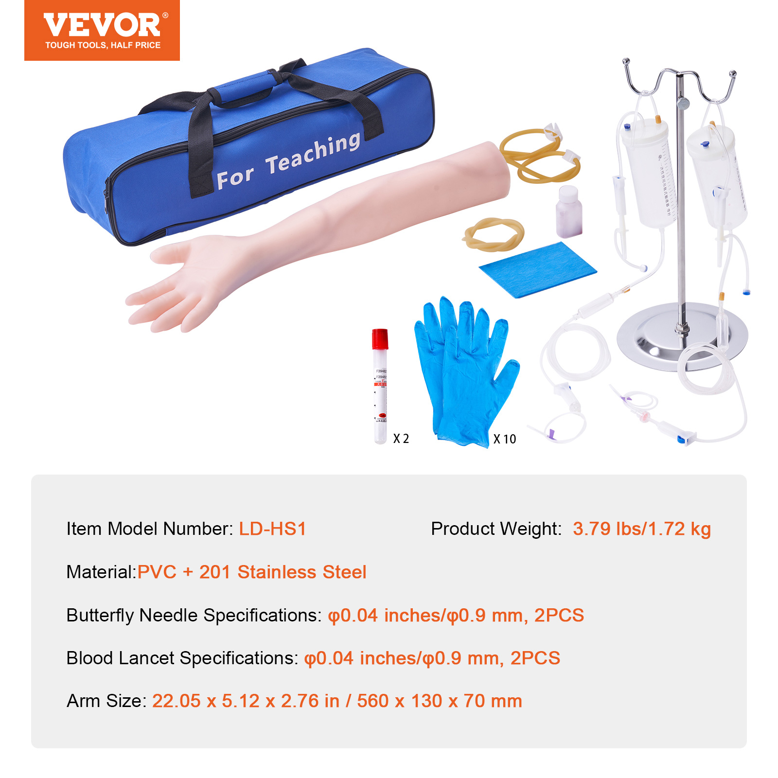 VEVOR IV Practice Kit Phlebotomy Venipuncture Practice Arm for Students ...