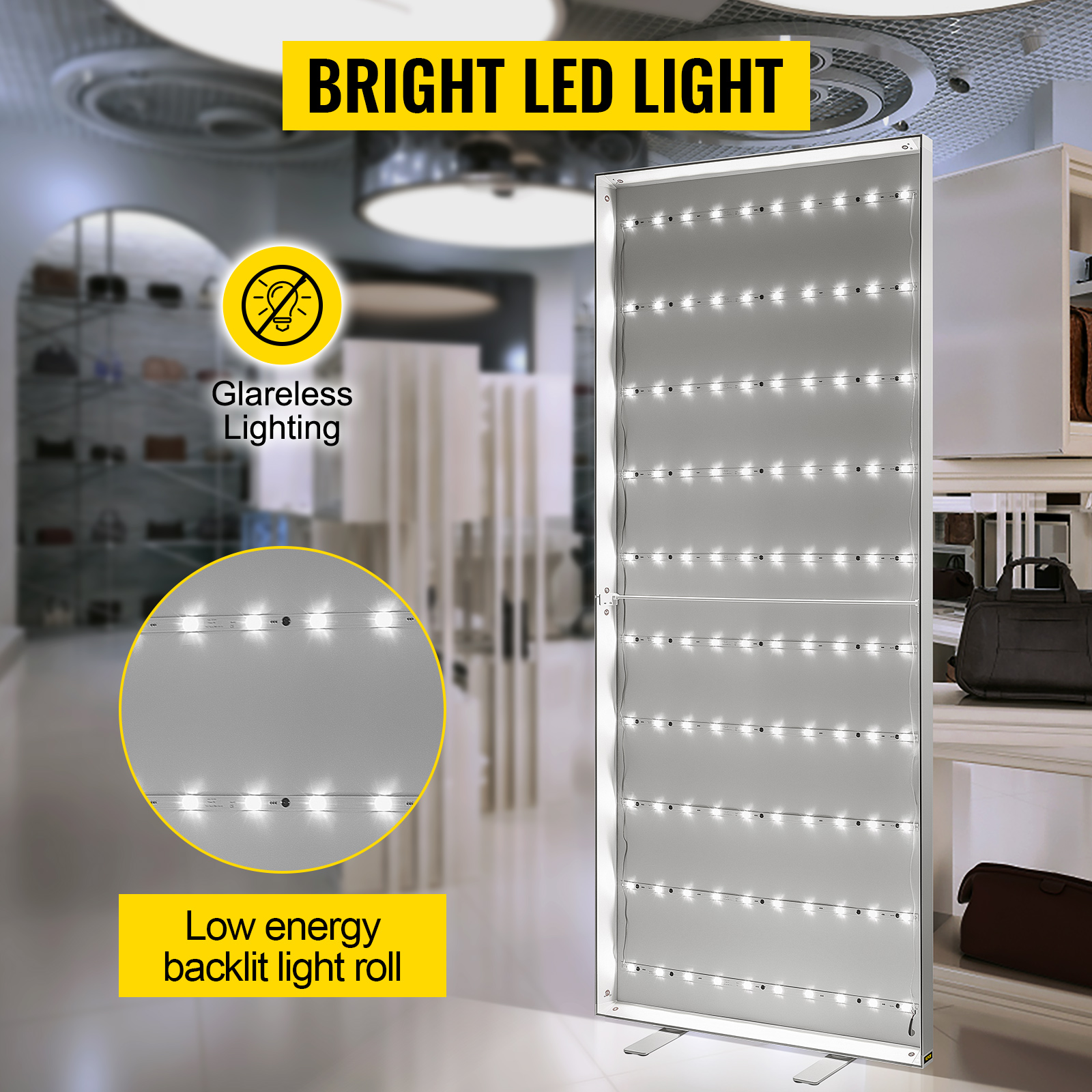 VEVOR LED Poster Frame, 34" x 80" Large Sidewalk Sign, Backlighting LED ...