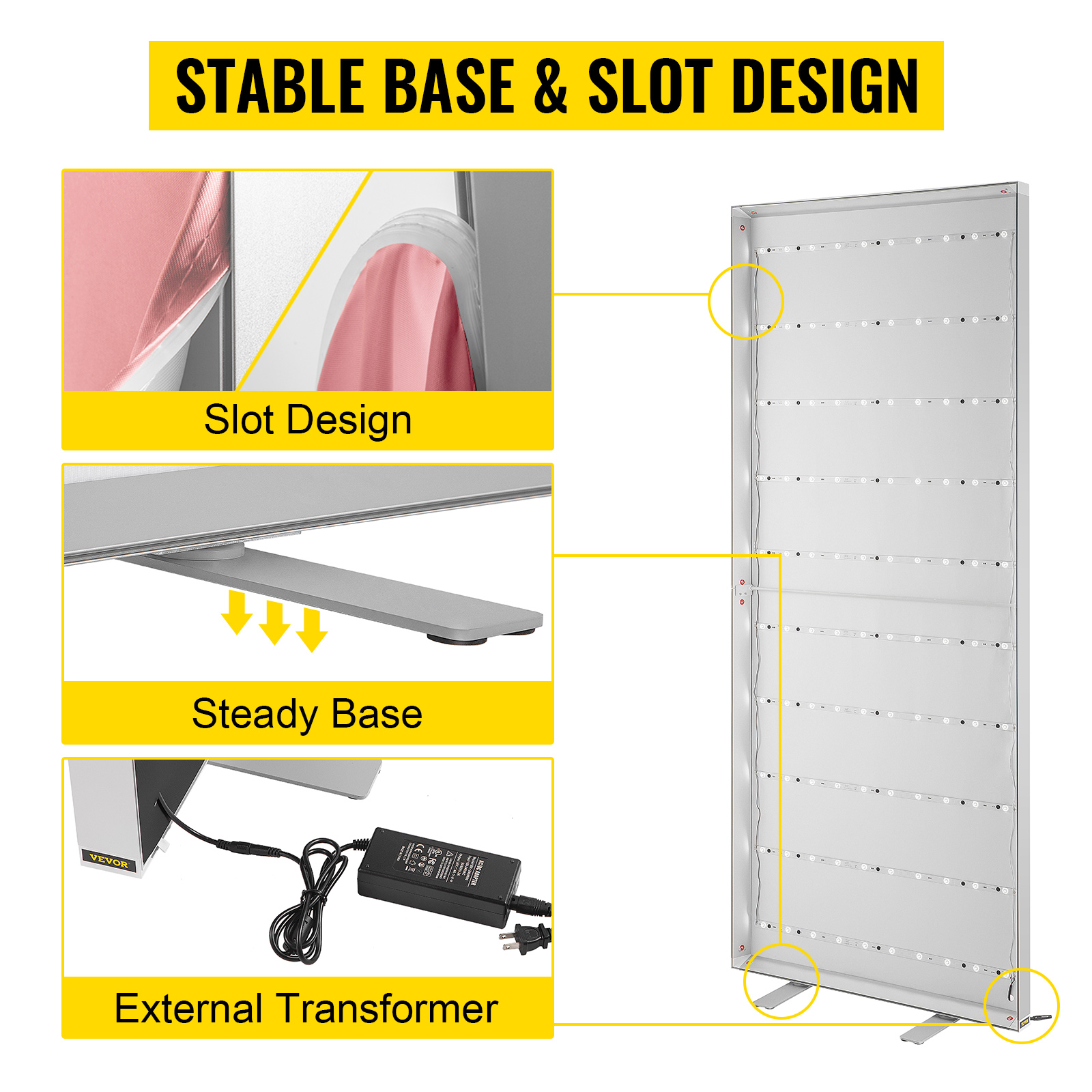 VEVOR LED Poster Frame, 34" x 80" Large Sidewalk Sign, Backlighting LED ...
