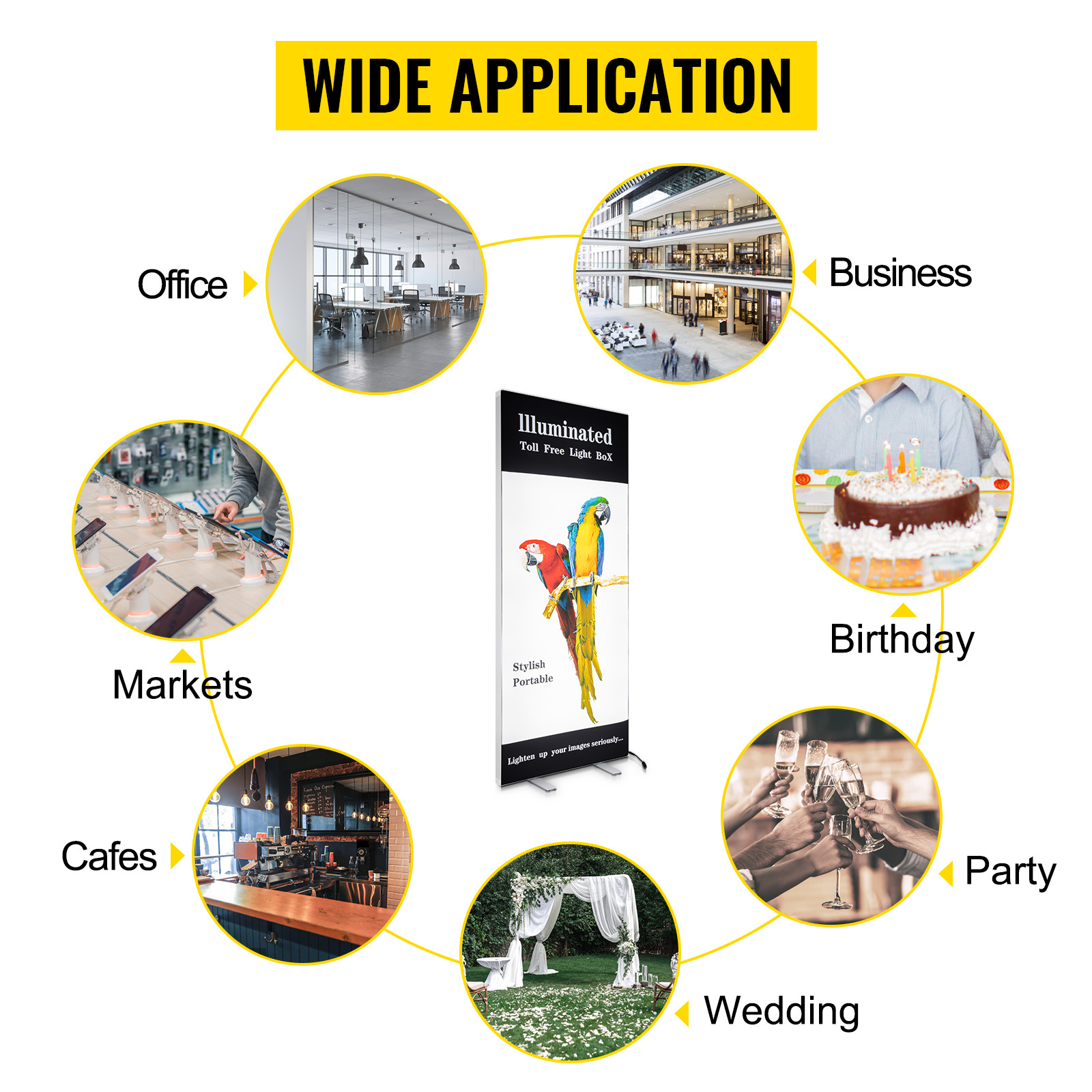 VEVOR LED Poster Frame, 34" x 80" Large Sidewalk Sign, Backlighting LED ...