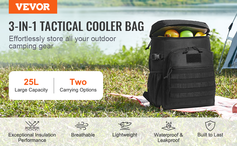 Cooler Bag, 25L Insulated Lunch Bag with Molle Design and Multi-Pocket ...
