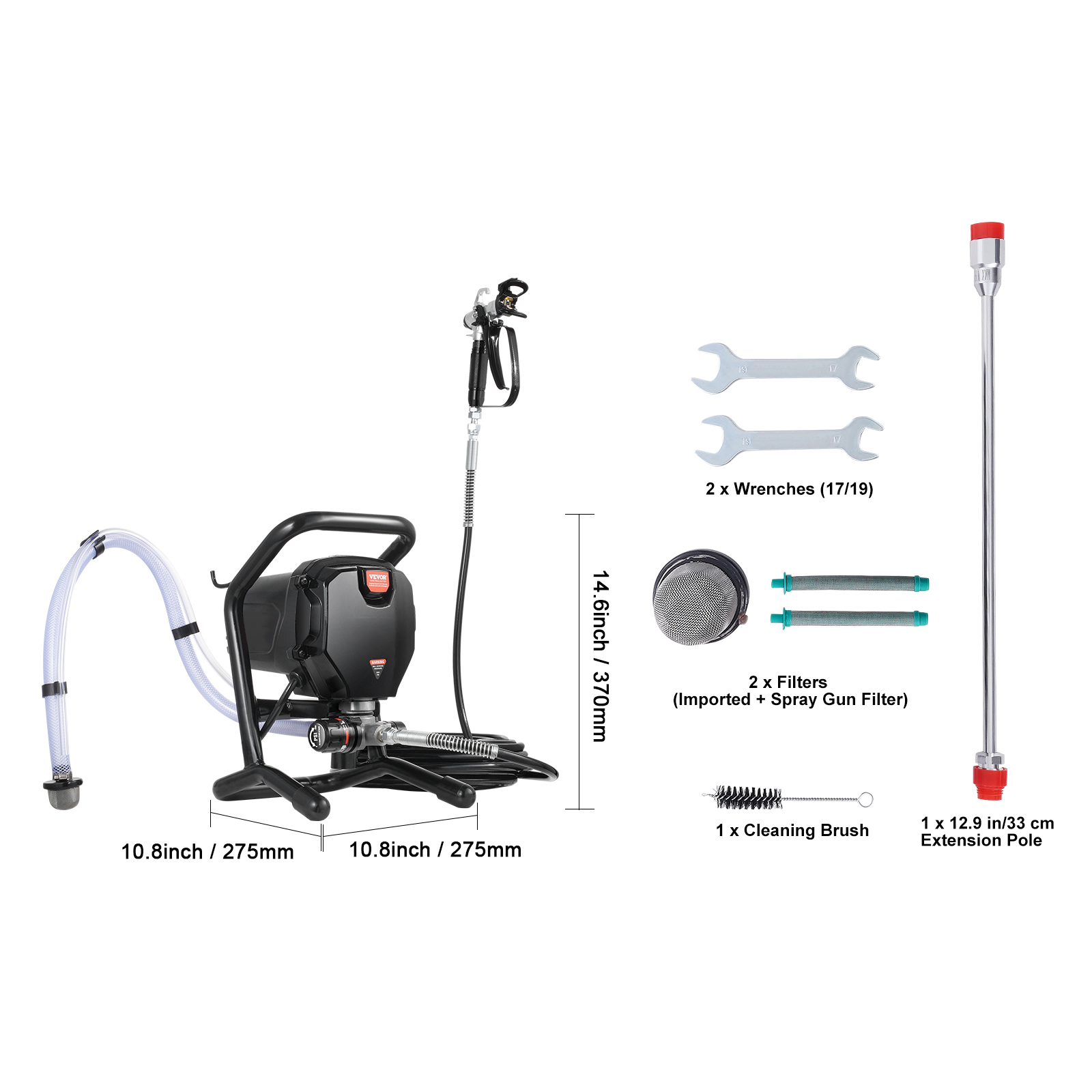 VEVOR Spruzzatore Airless per Vernice con Supporto, Spruzzatore Airless ...
