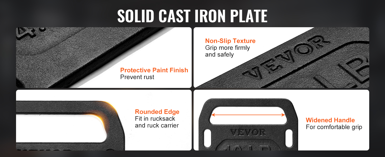 VEVOR Cast Iron Ruck Weights for Rucking Weight Plate with Handle 10LB ...