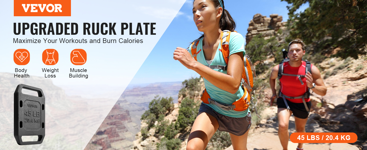 VEVOR Cast Iron Ruck Weights for Rucking Weight Plate with Handle 45LB ...