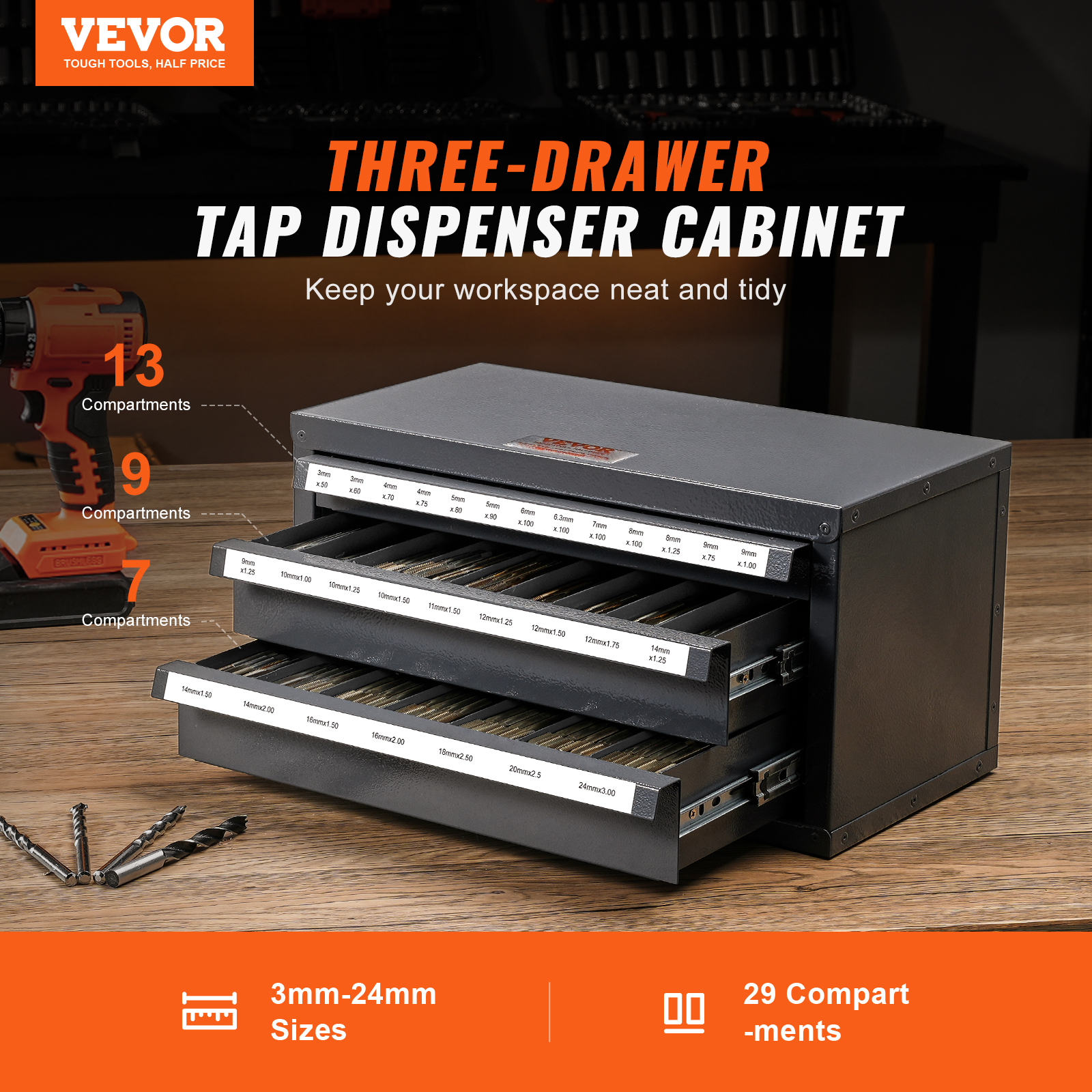 Drill Bit Dispenser Organizer Cabinet Three-Drawer Five-Drawer | eBay