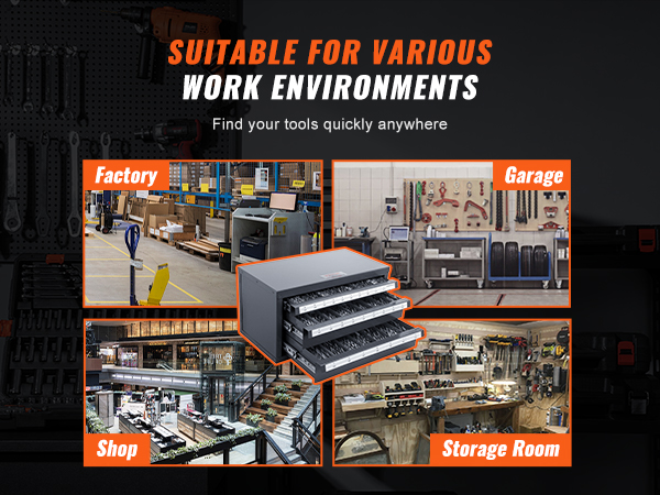 VEVOR Drill Bit Dispenser Cabinet, Three-Drawer Drill Bit Organizer ...