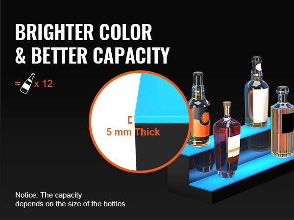 VEVOR LED Lighted Liquor Bottle Display Bar Shelf RF & App Control 24 ...