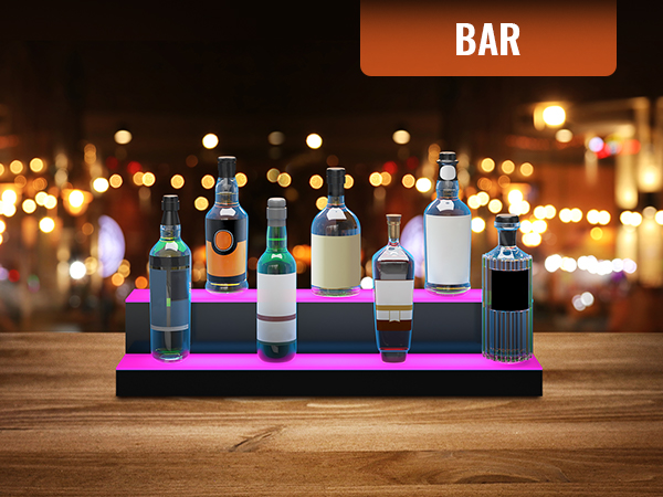 VEVOR LED Lighted Liquor Bottle Display, 2 Tiers 30 Inches, Illuminated ...
