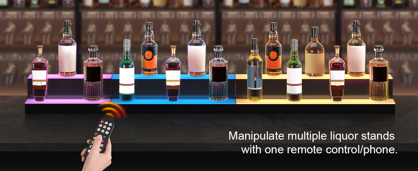 VEVOR LED Lighted Liquor Bottle Display Bar Shelf RF & App Control 40 ...