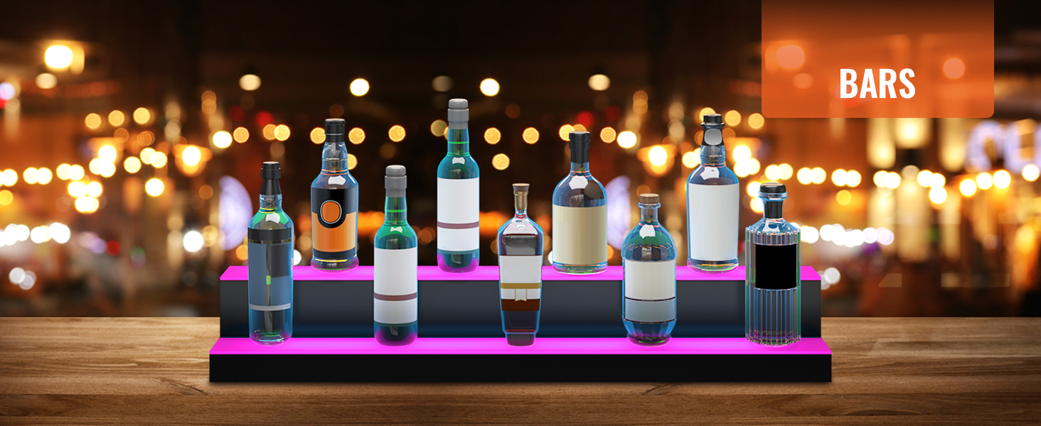 VEVOR LED Lighted Liquor Bottle Display Bar Shelf RF & App Control 40 ...