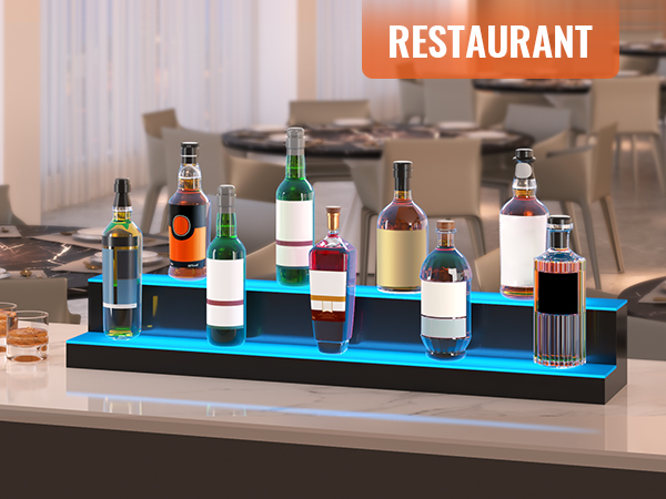 VEVOR LED Lighted Liquor Bottle Display Bar Shelf RF & App Control 40 ...