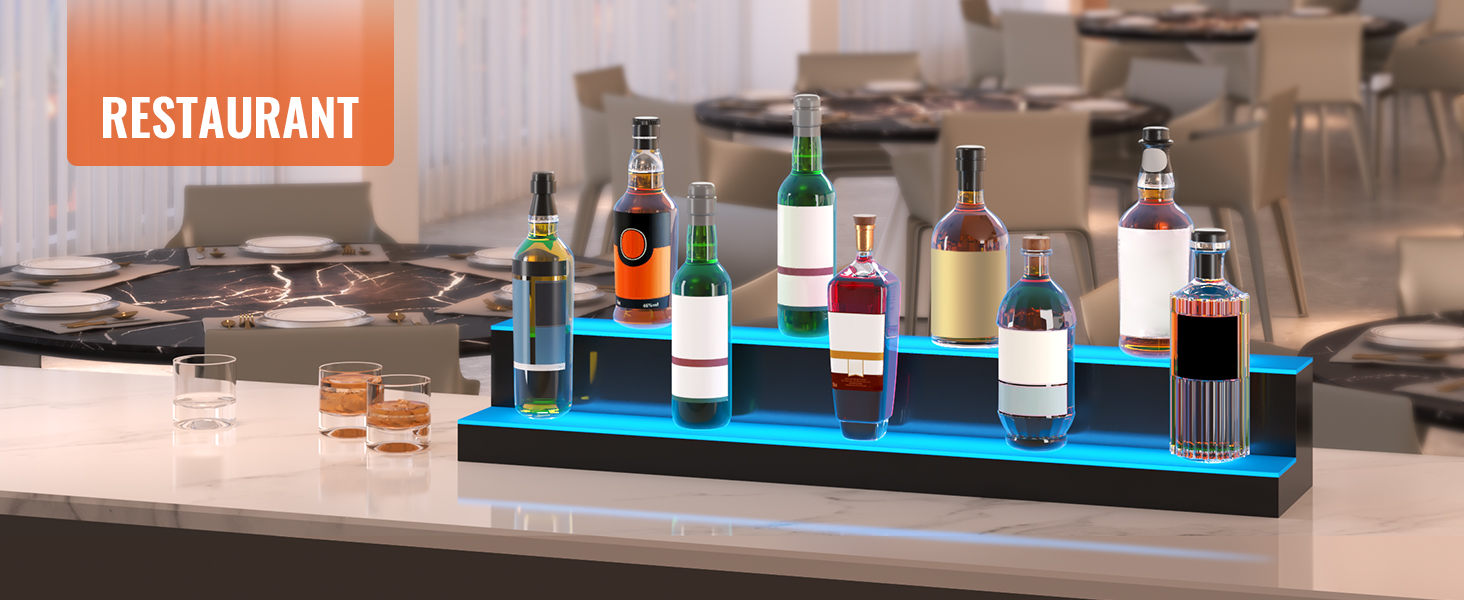 VEVOR LED Lighted Liquor Bottle Display Bar Shelf RF & App Control 40 ...