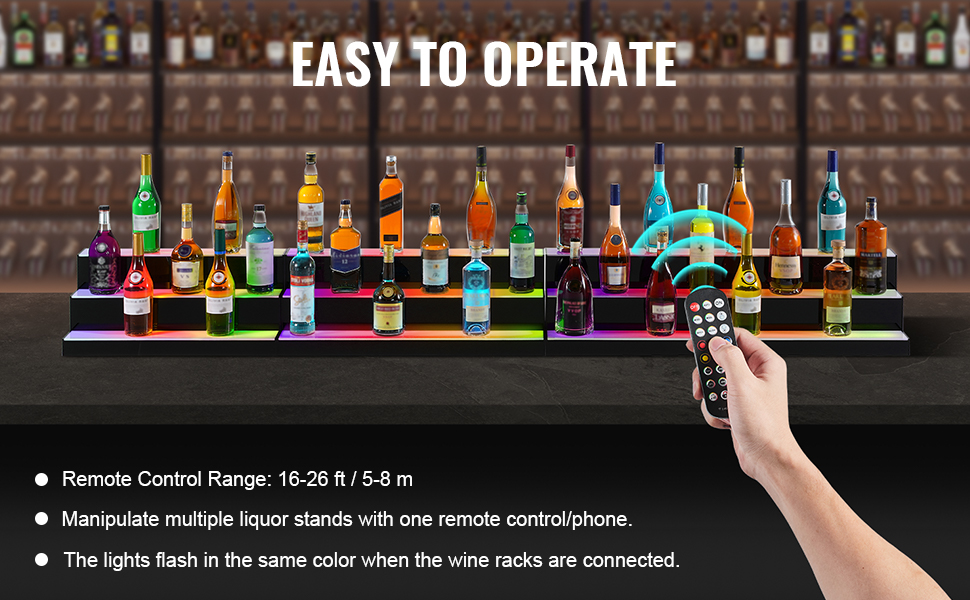 VEVOR LED Lighted Liquor Bottle Display Bar Shelf RF & App Control 16 ...