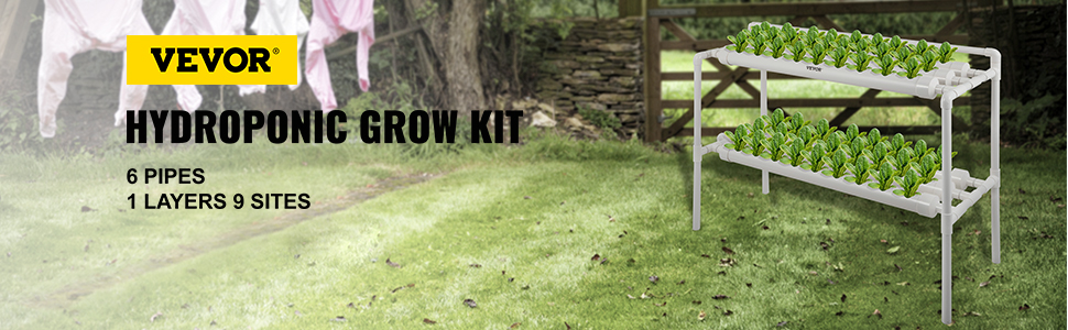 Hydroponic Grow Kit 6 Pipes 2 Layers 54 Plant Sites Vegetables Melons ...