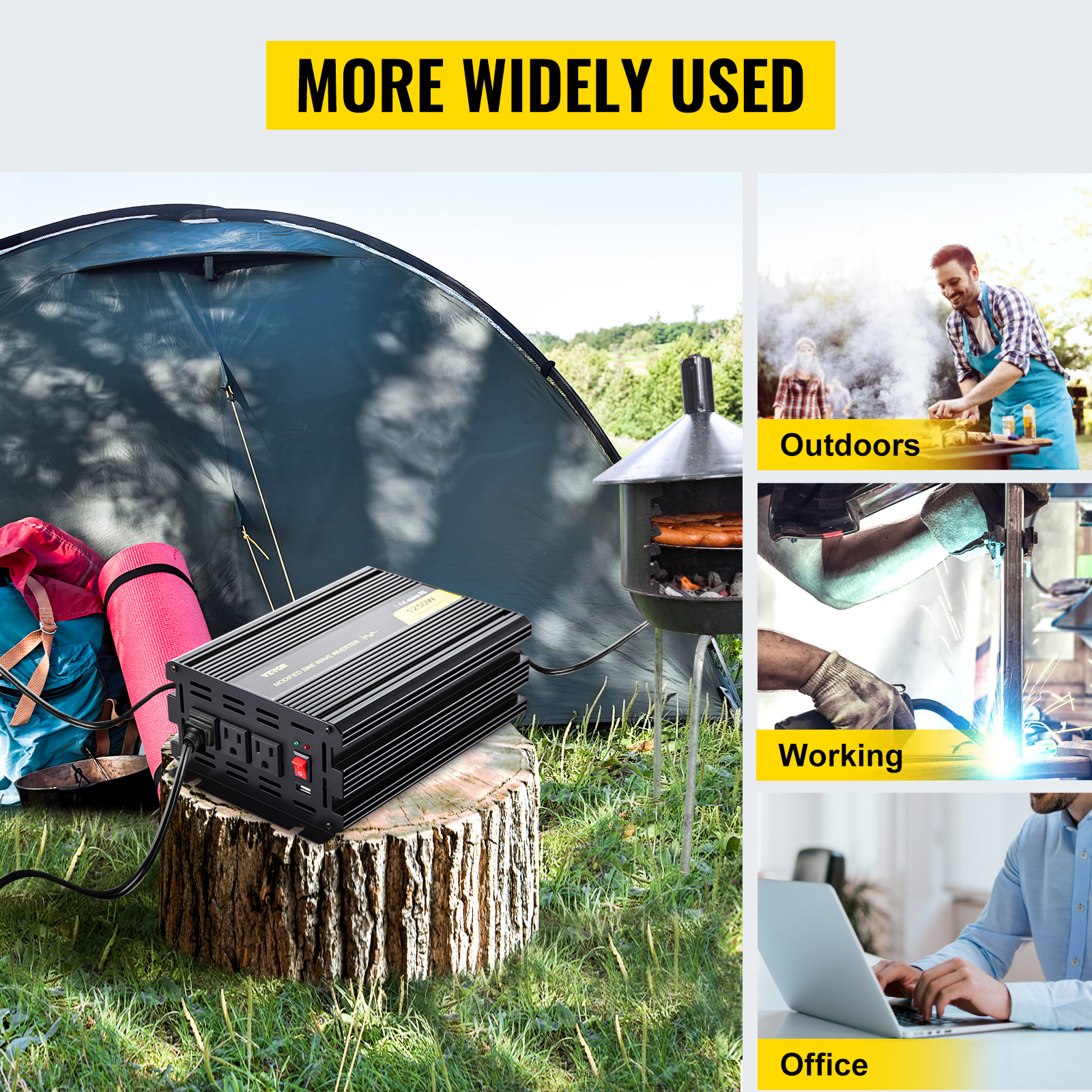 VEVOR Power Inverter, 1250W Modified Sine Wave Inverter, DC 12V to AC ...