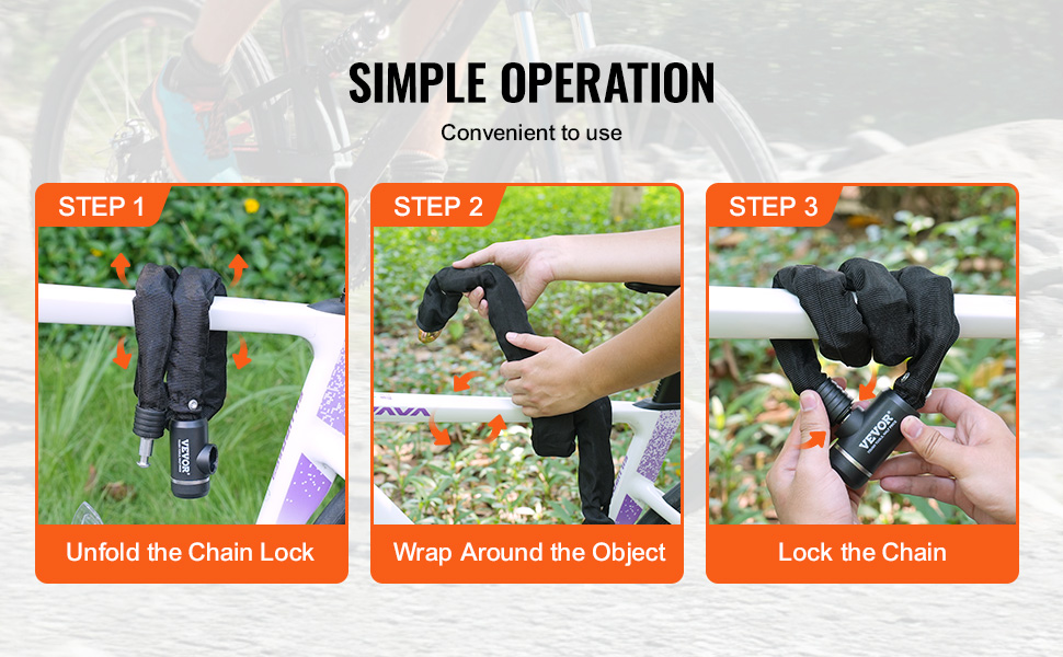 VEVOR Bike Chain Lock 3.94FT Heavy Duty Bike Lock Anti-Theft Bicycle Chain Lock 10mm Thicker ...