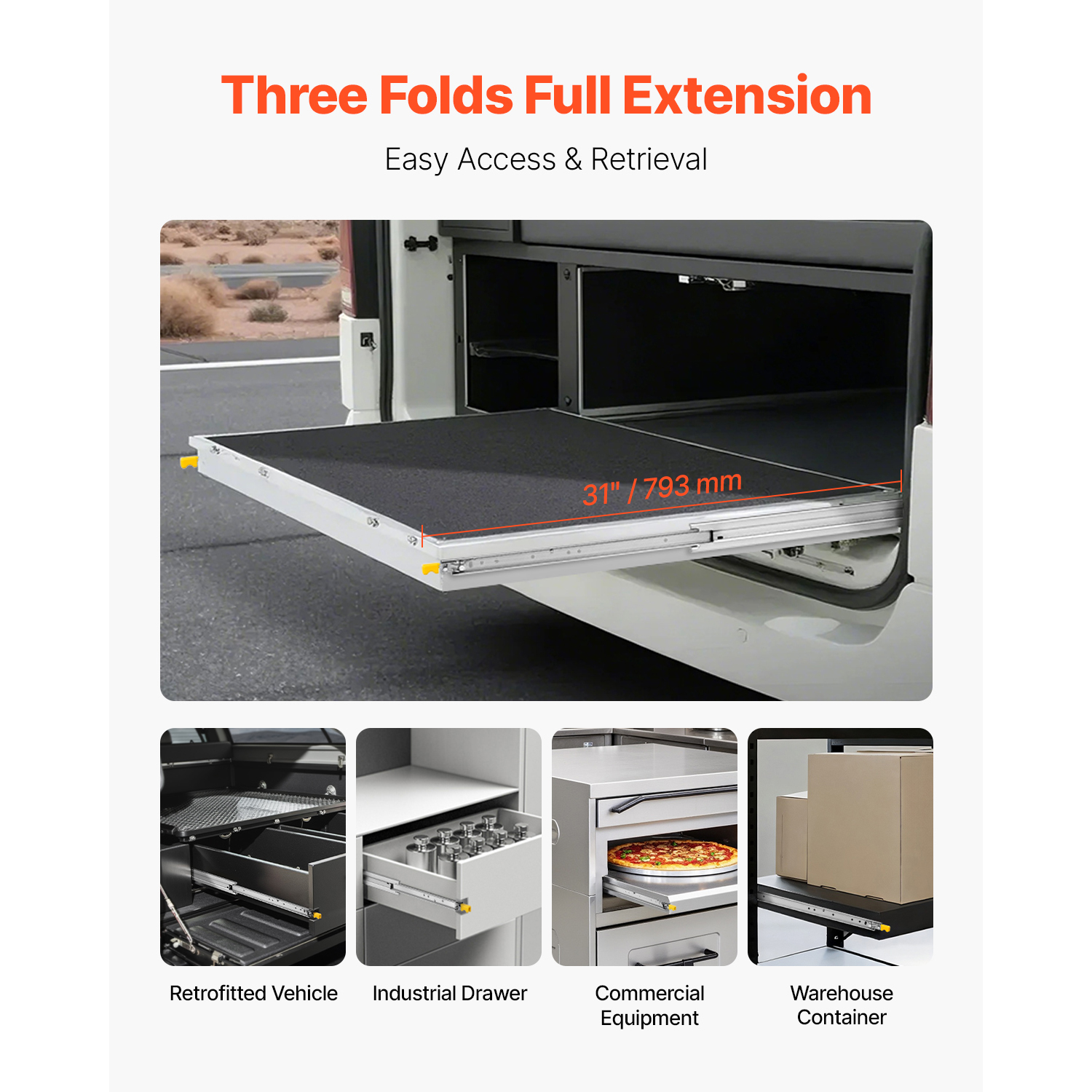 Mophorn 1 Pair Full - Extend Drawer Slides, 18 - 60 inches, 500 lbs ...