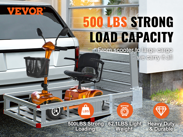 VEVOR Hitch Mount Wheelchair Carrier 47.2" x 27.6", 500LBS Mobility ...