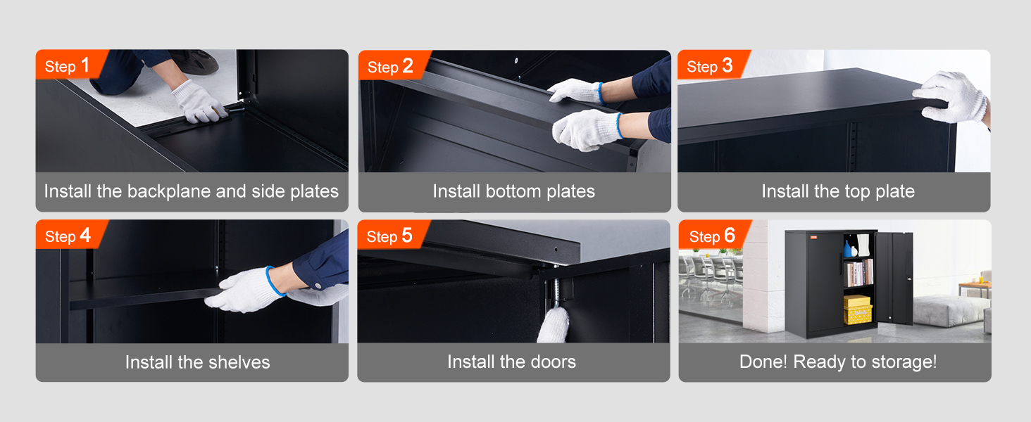 VEVOR Metal Storage Cabinet w/ 3 Keys 2 Adjustable Shelves & Magnetic ...