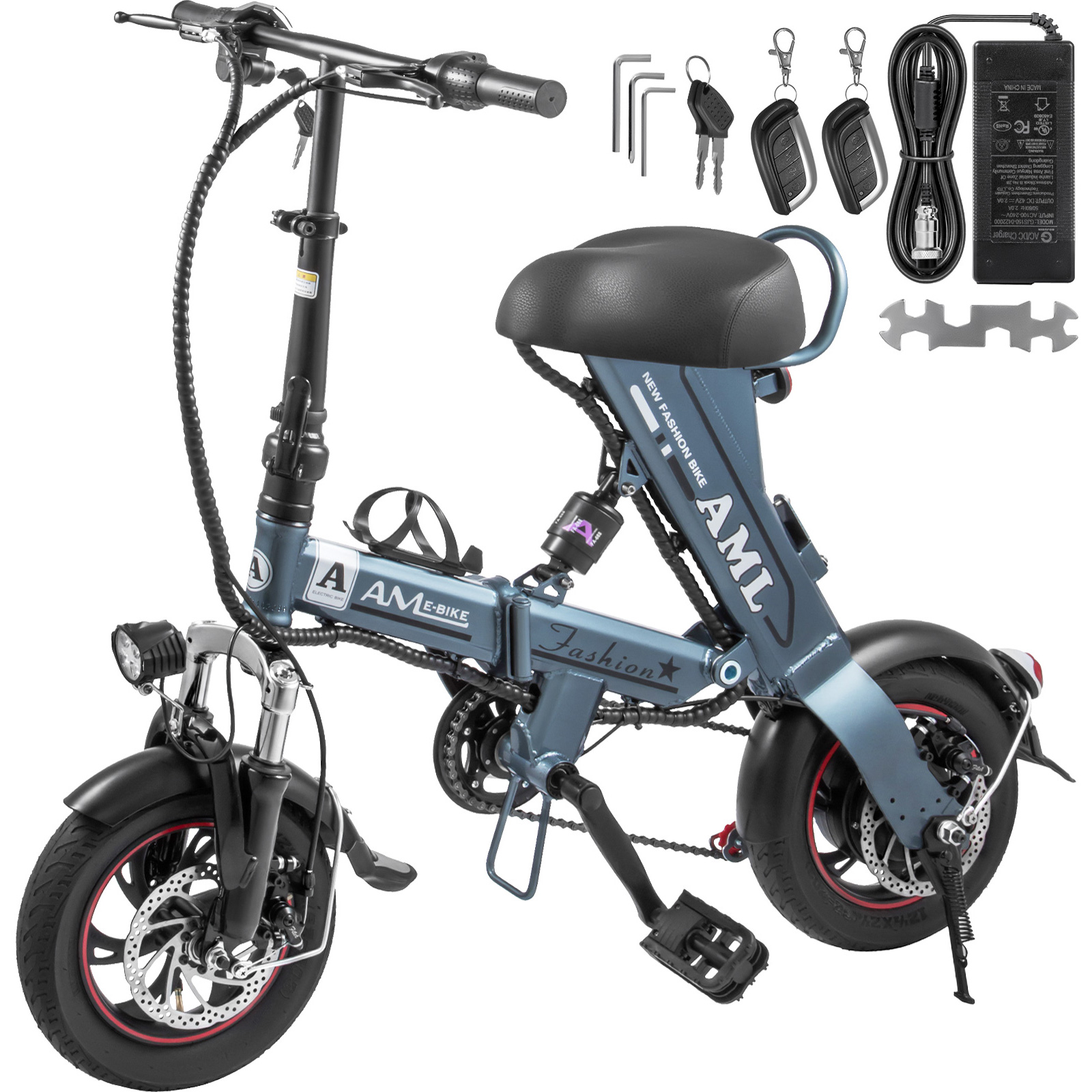 Foldable Electric Bike Collapsible Frame 36v battery 12AH | VEVOR US