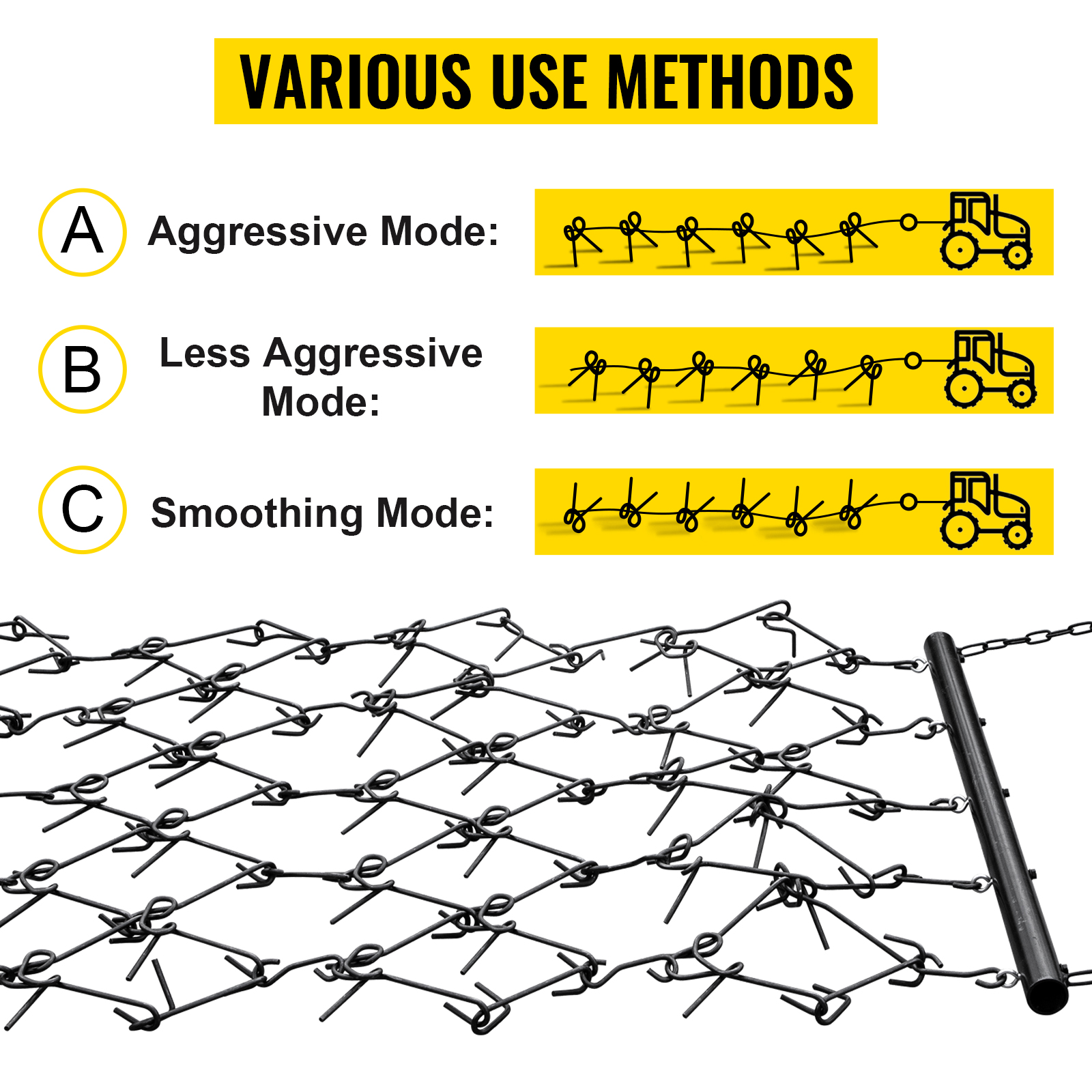 Vevor Drag Harrow Atv Lawn Rake 4'x 4' Chain Field Drag For Landscape ...