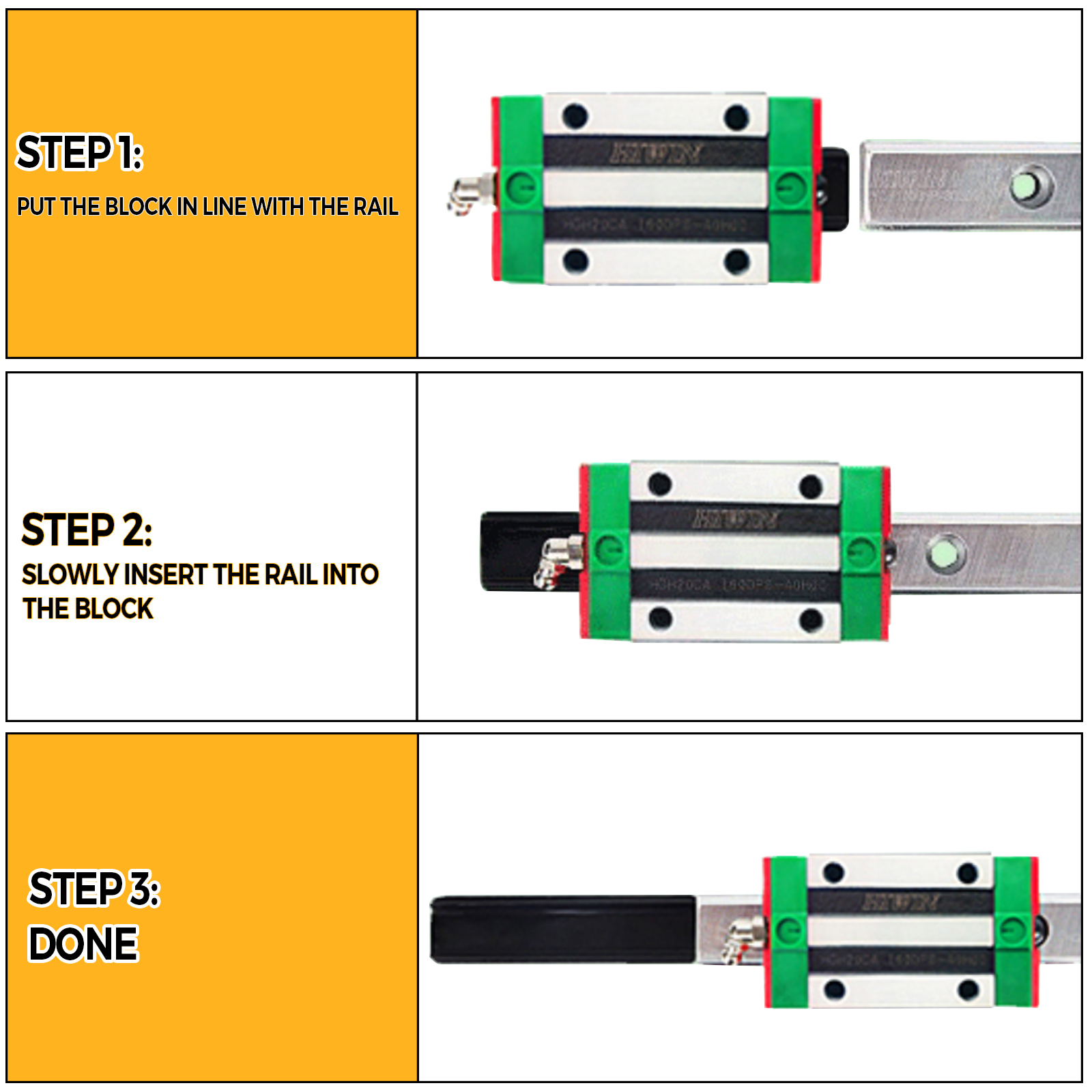Vevor 2pcs Linear Rails Linear Bearings And Rails Hsr20-900mm Linear ...