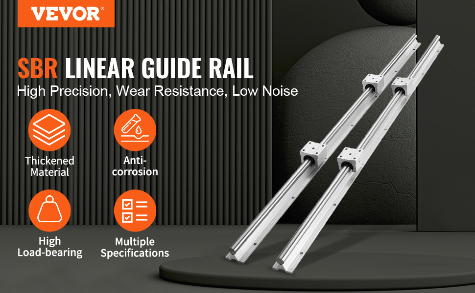 VEVOR Linear Guide Rail Set, SBR20 1200mm, 2 PCS 47.2 in/1200 mm SBR20 ...