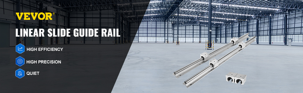 VEVOR Linear Rail 2 Set SBR 25-1100mm 2 Linear Rail Guide and 4 Square ...