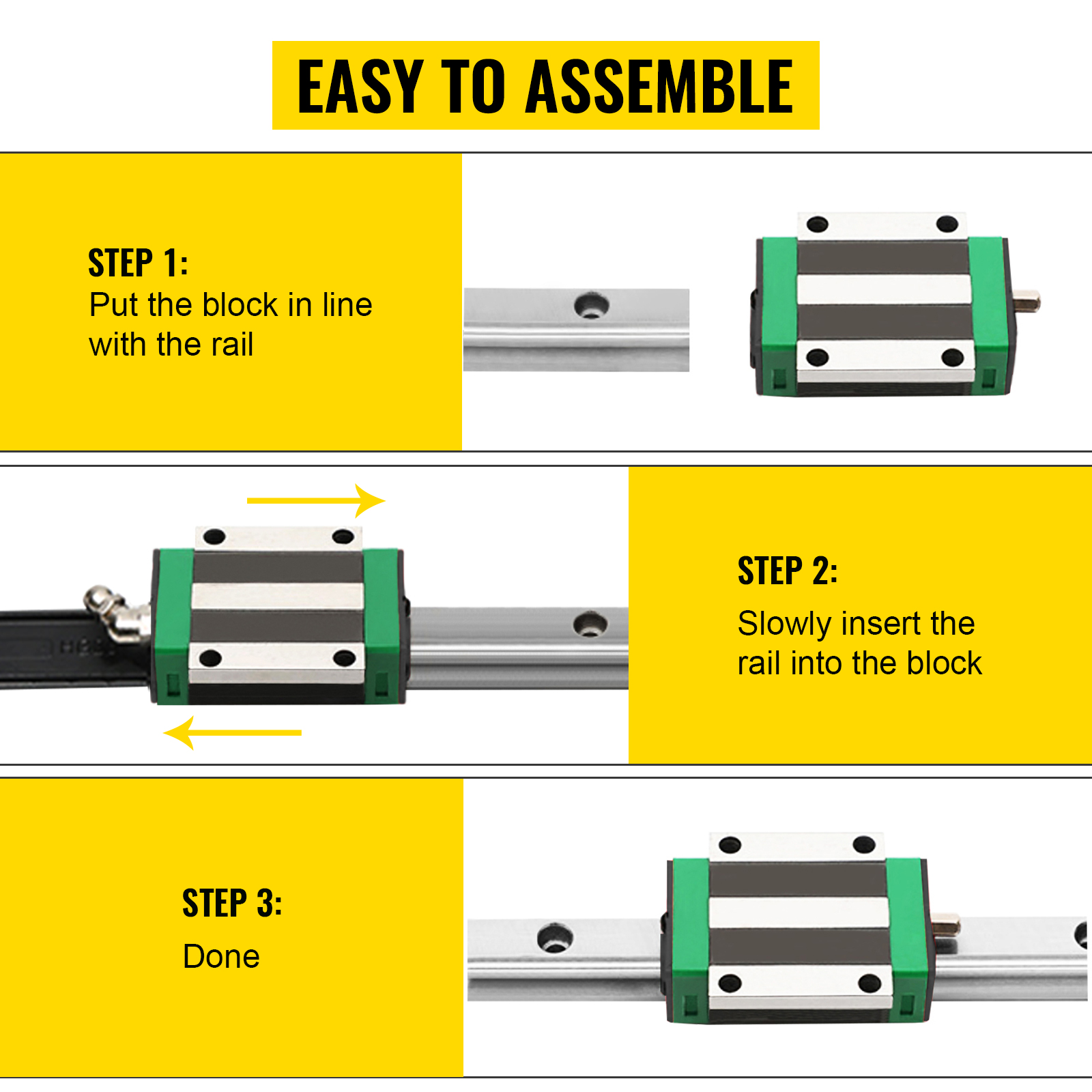 VEVOR Linear Guide Rail 2Pcs HGR20-600mm Linear Slide Rail with 1Pcs RM1605-800mm Ballscrew with ...