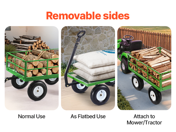 Vevor 1200 Lbs Steel Garden Cart,Heavy Duty Pullable Garden Wagon Yard ...