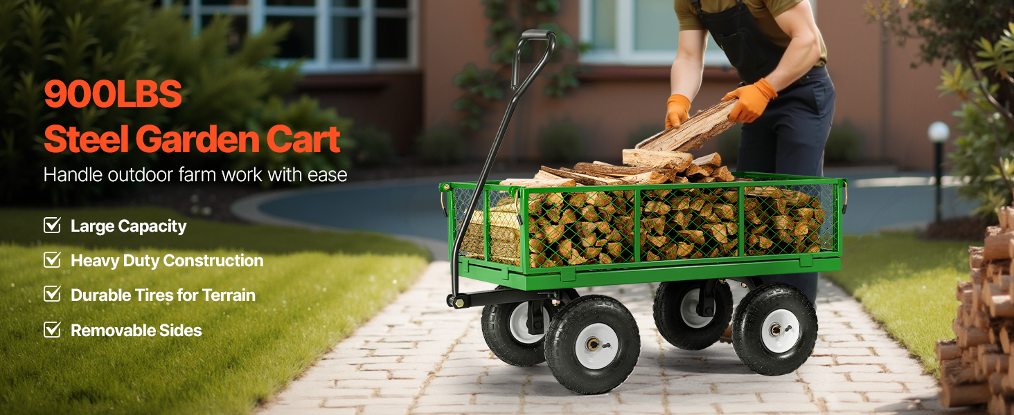 Oceľový záhradný vozík VEVOR s kapacitou 900 libier Vozík pre ťažký ...