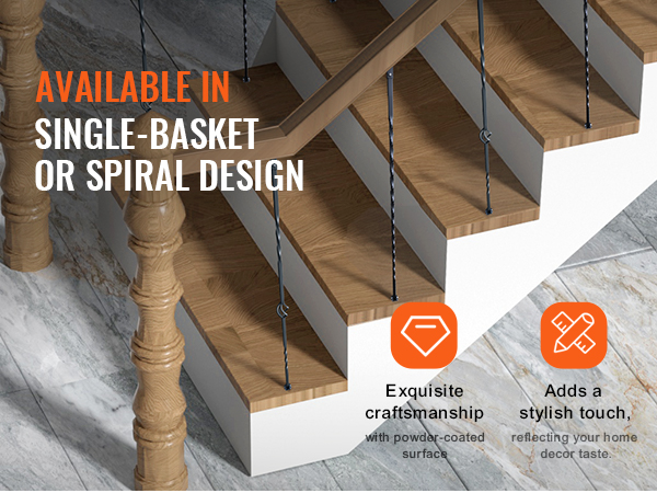 VEVOR Staircase Metal Balusters, 44'' x 1/2" Galvanized Steel ...