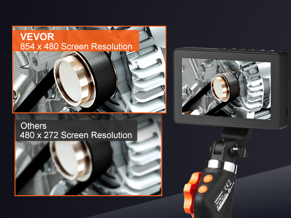 VEVOR Borescope Endoscope Two-Way 180° Articulating 5" IPS 8X Zoom 6 ...