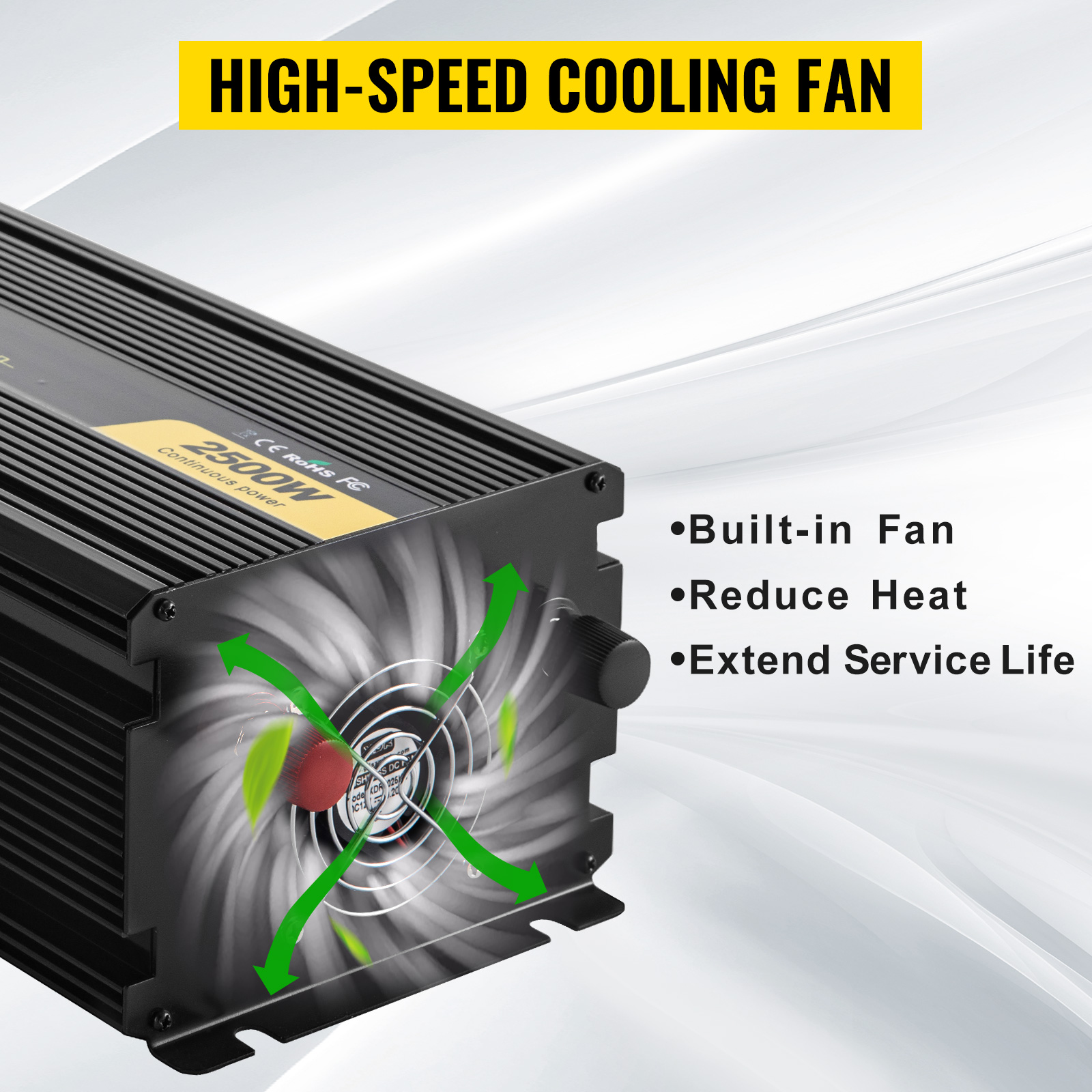 VEVOR Power Inverter, 2500W Modified Sine Wave Inverter, DC 24V to AC ...