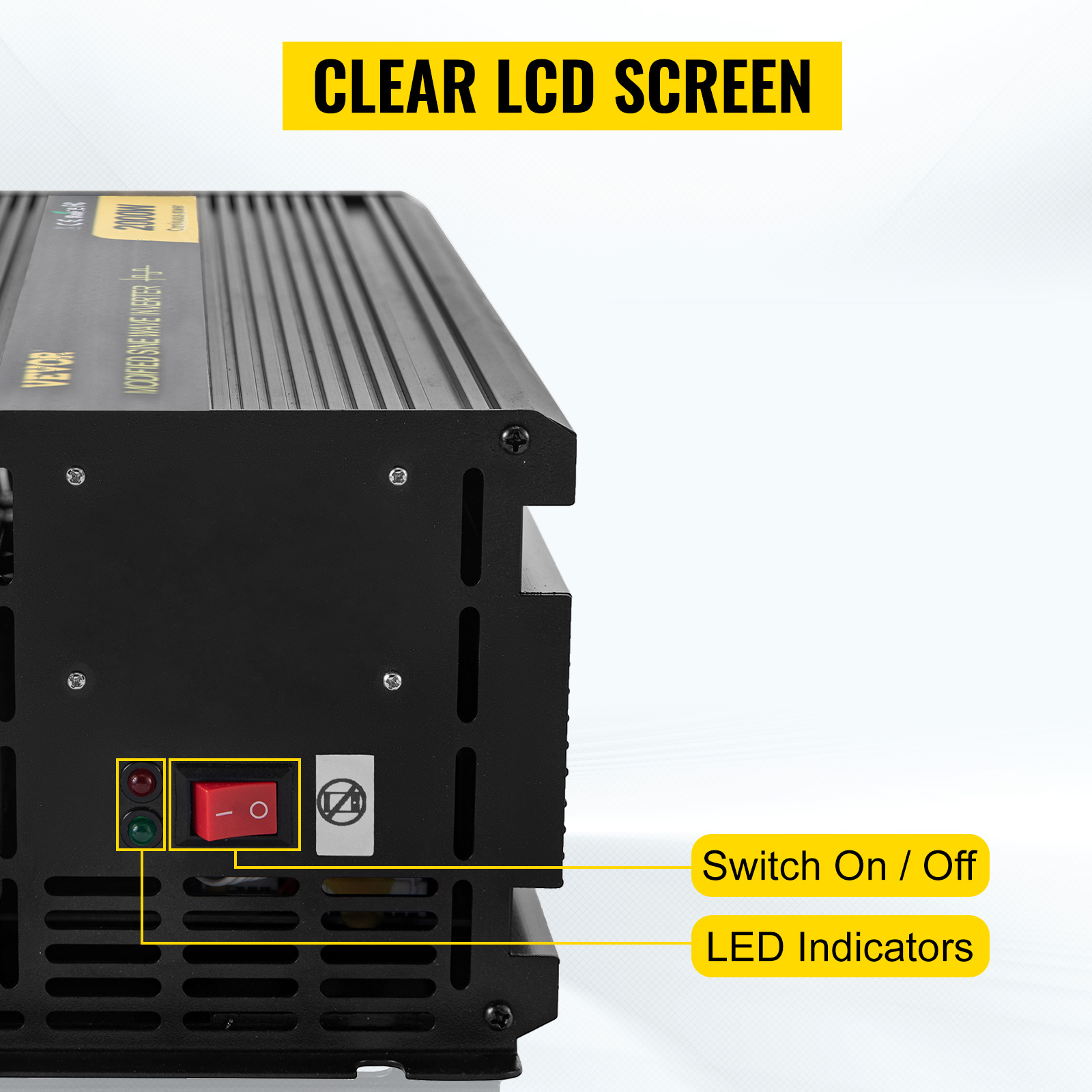 VEVOR Power Inverter 2000W 4000W 12V DC to 110V 120V AC GFCI Outlet LCD ...