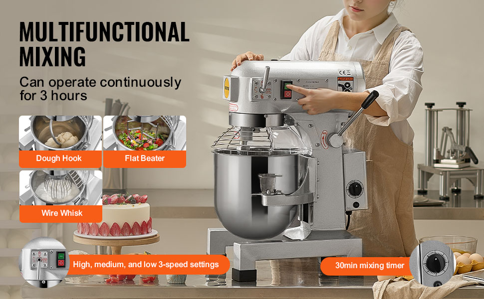 VEVOR Commercial Food Mixer 14L 3-Speed Stand Dough Mixer 550W for ...