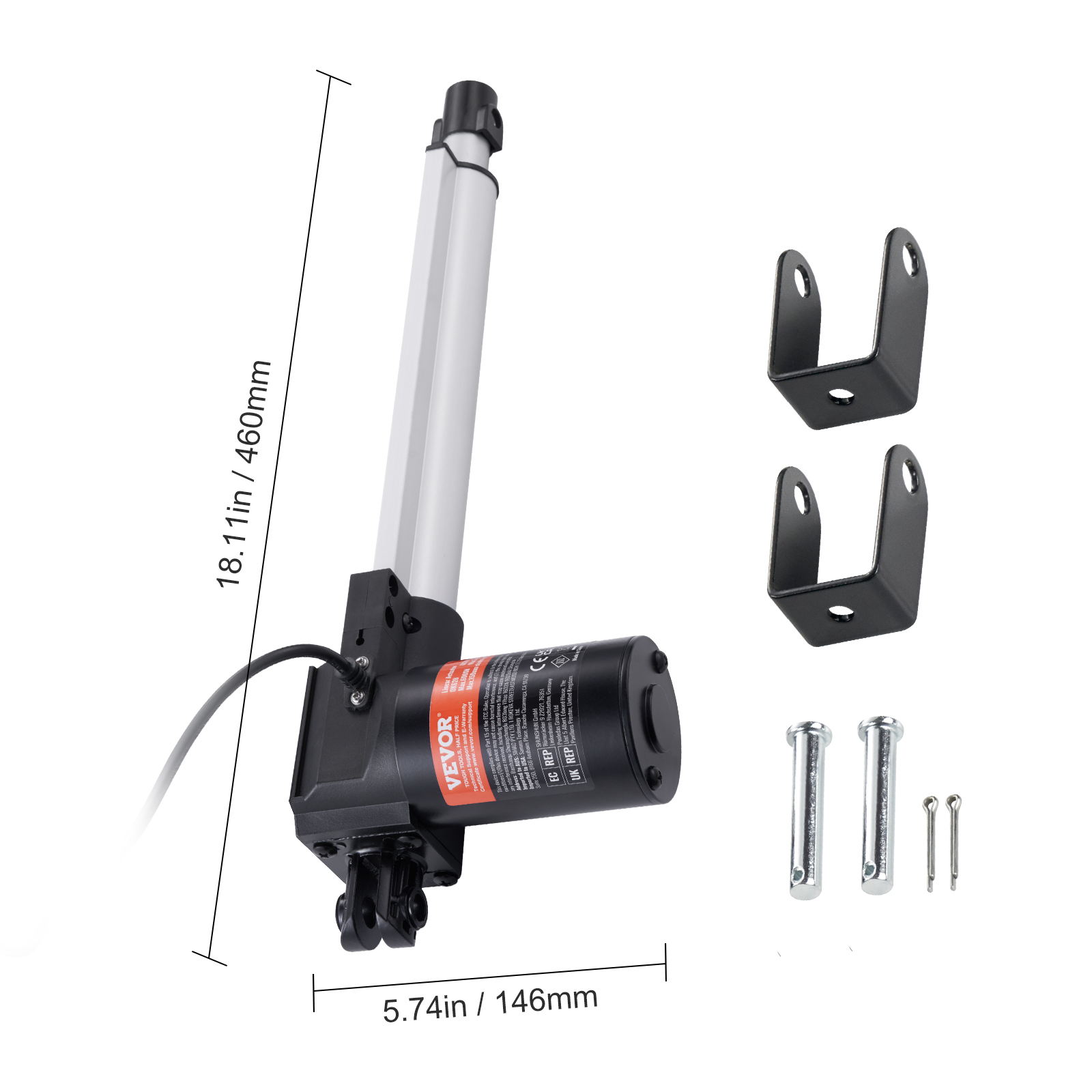 VEVOR 6000N Linear Actuator DC 12V Linearantrieb IP44 Elektrischer ...