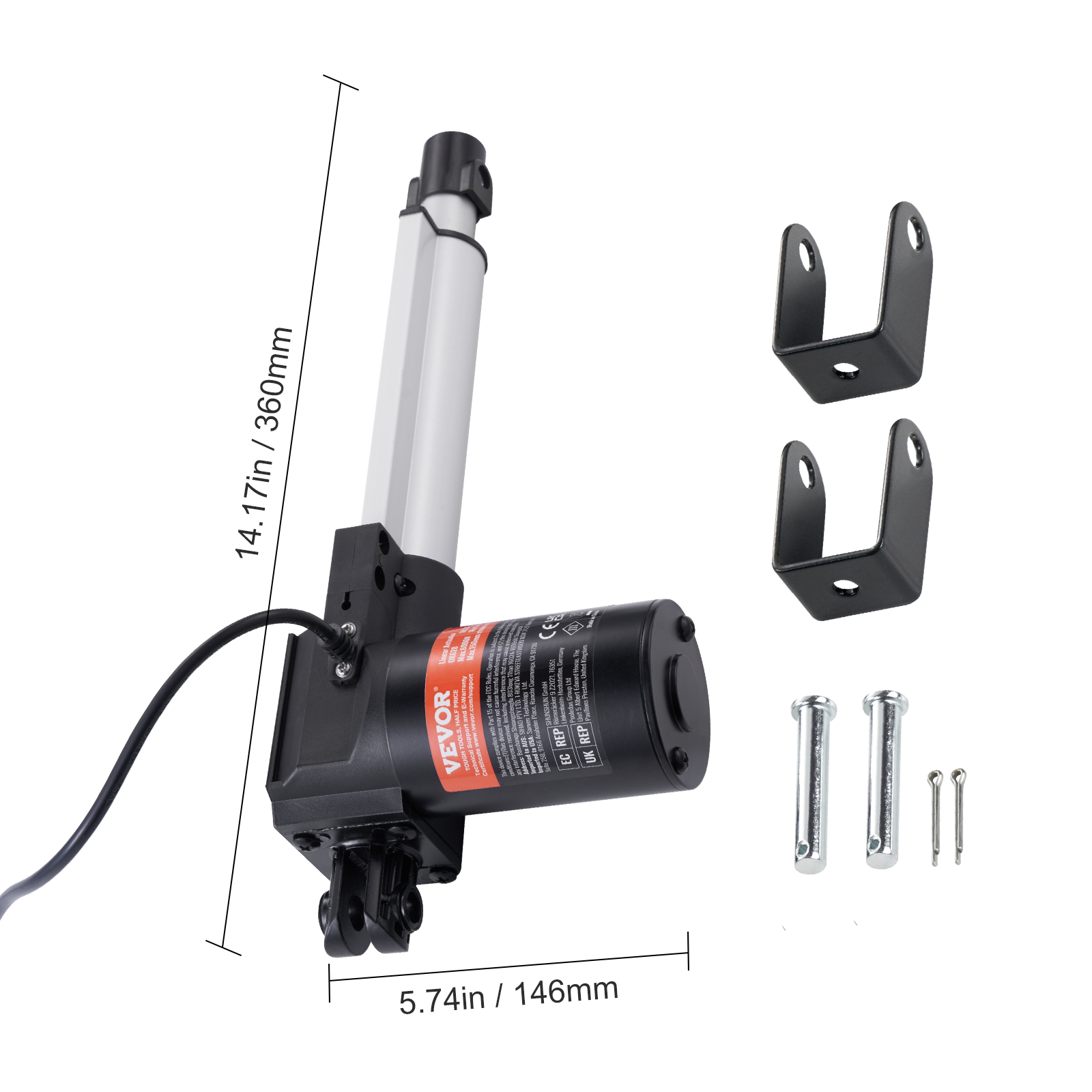 VEVOR 6000N Linear Actuator DC 12V Linearantrieb IP44 Elektrischer ...